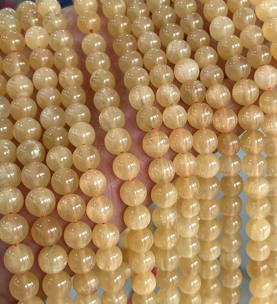 High Grade Natural Geunite Yellow Calcite Round Beads,calcite Loose ...