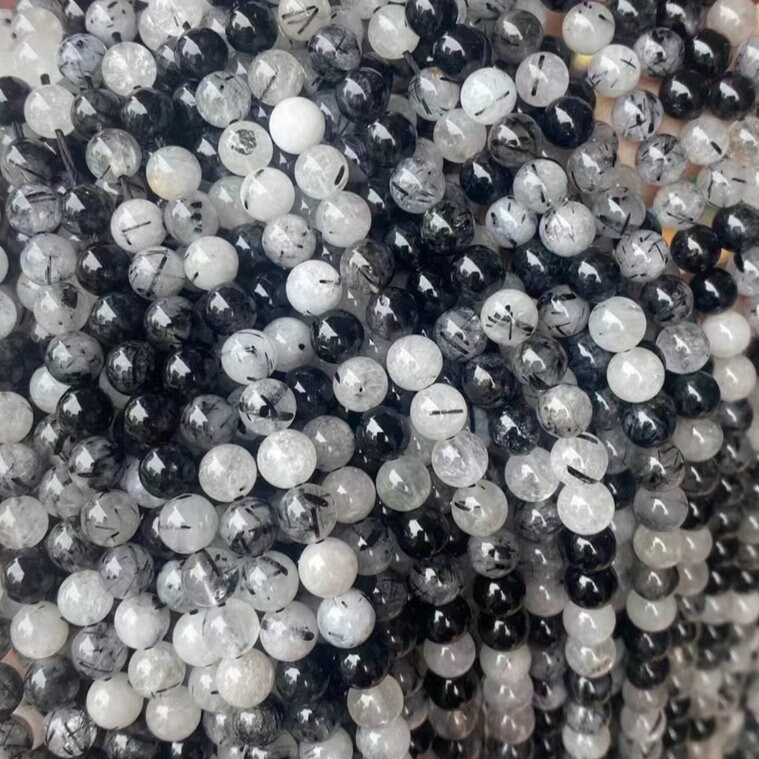 Natural Black Rutilated Crystal Quartz Round Beads 4mm 6mm 8mm - Etsy