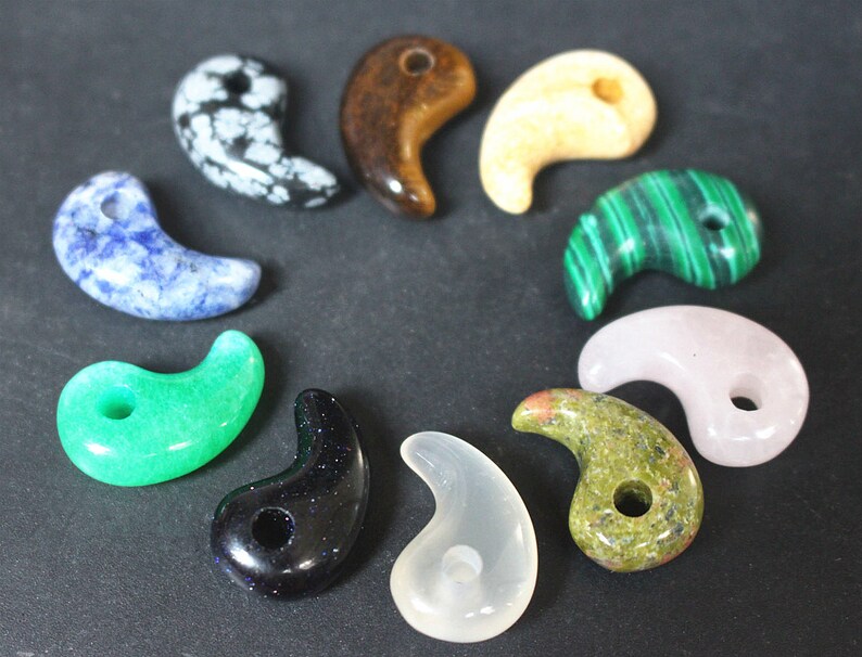 10 pcs Natural Agate Pendant Beads Comma Shape Pendant For | Etsy