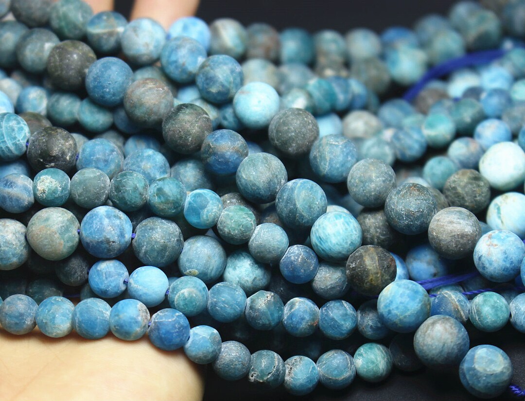 Natural Blue Apatite Matte perles rondes 4mm 6mm 8mm 10mm 12mm, Round ...