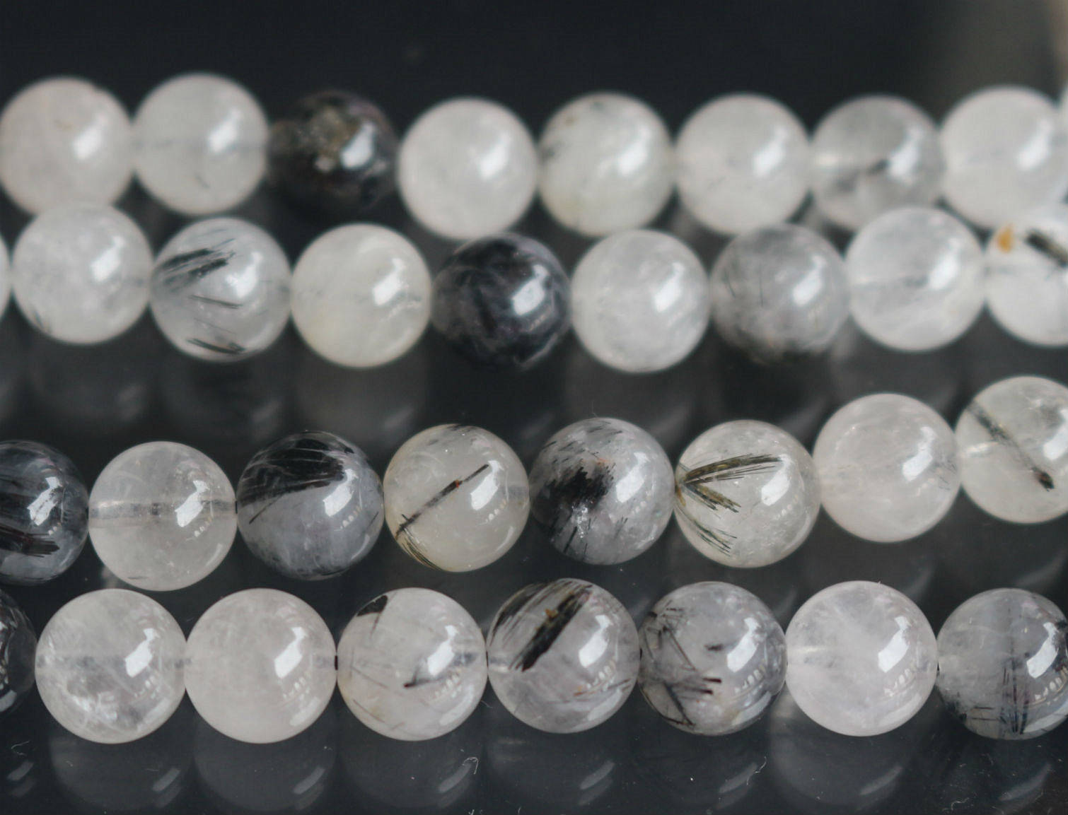 Natural Black Rutilated Crystal Quartz Round Beads 4mm 6mm 8mm - Etsy