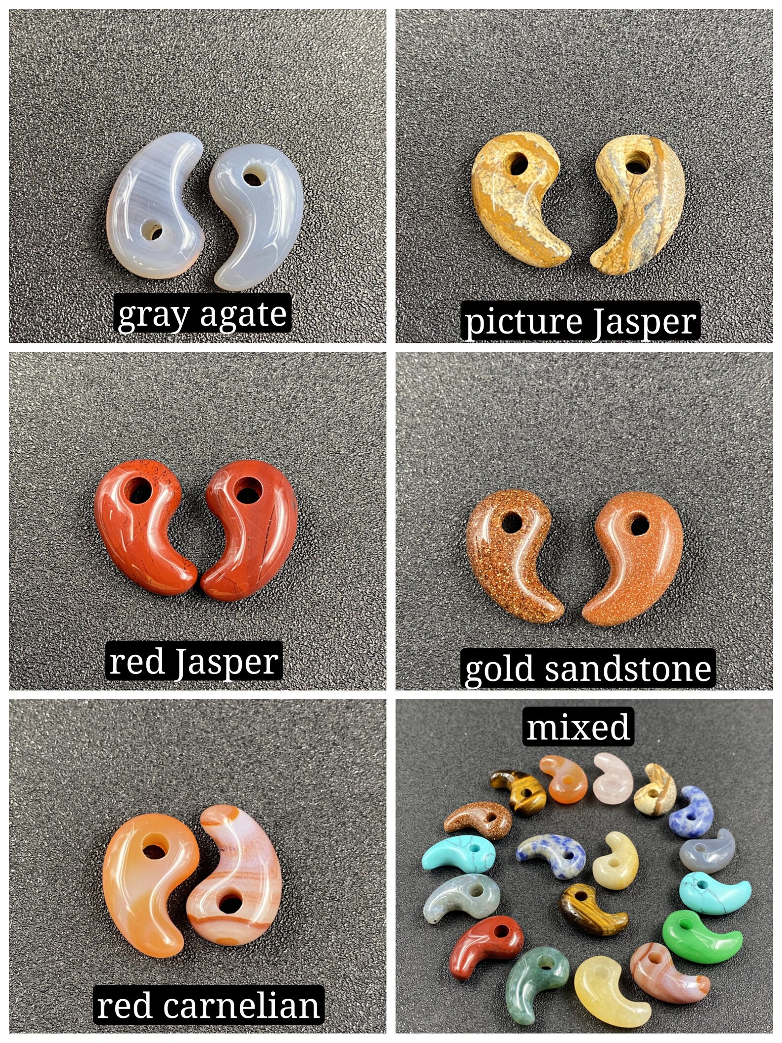 10 Pcs Natural Agate Pendant Beads Comma Shape Pendant for - Etsy