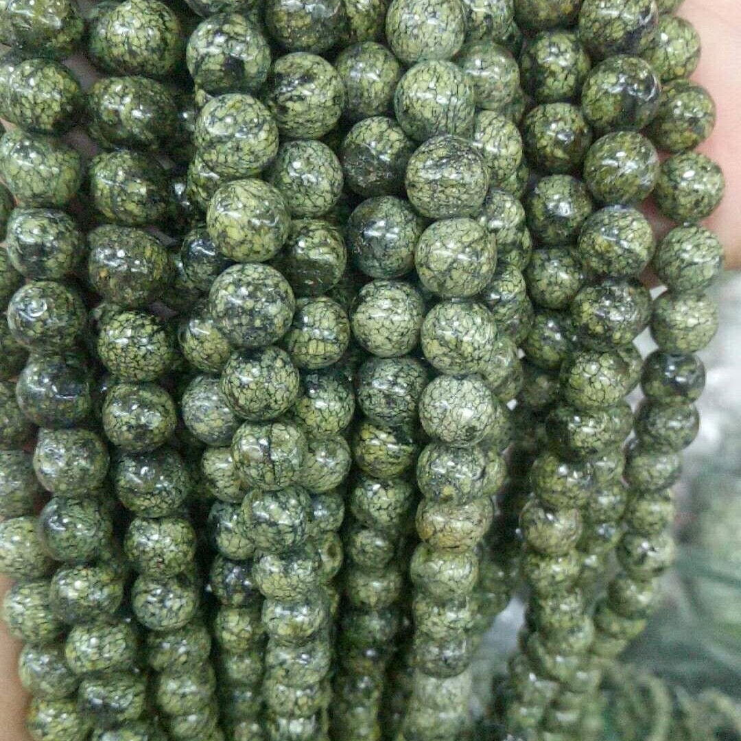 Natural Russian Serpentine Gemstone Loose Beads 8mm , Round Green ...