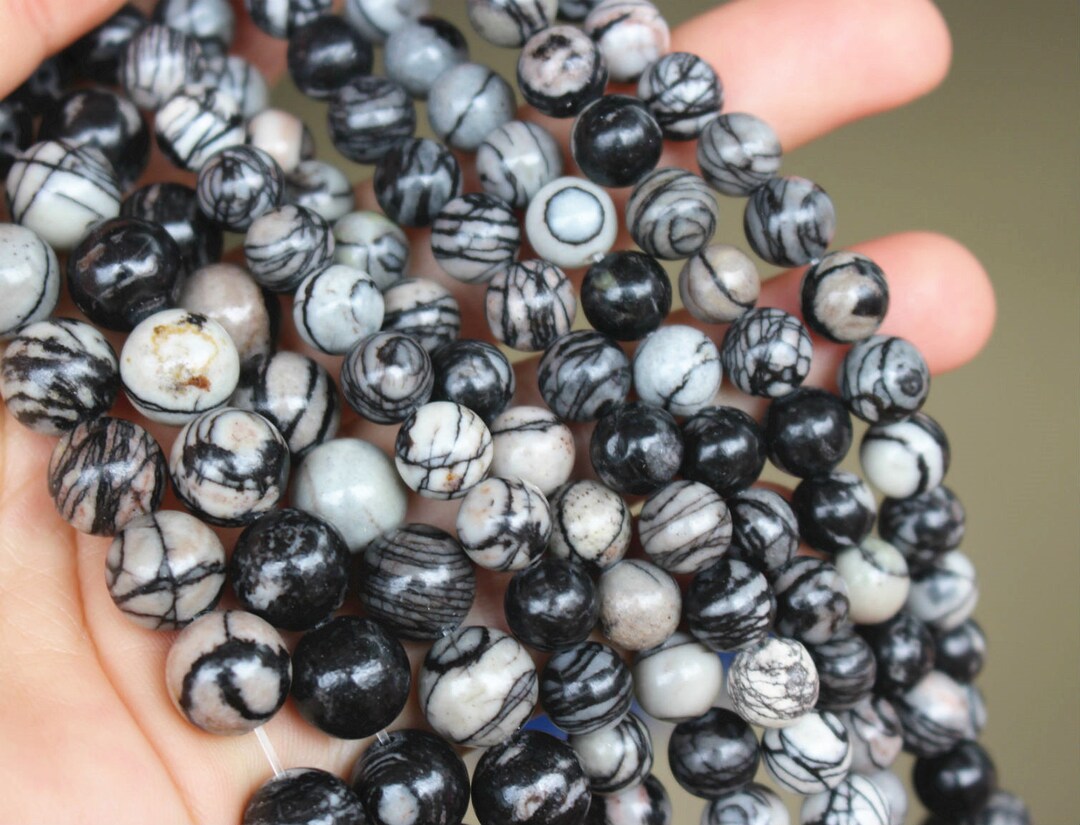4mm 6mm 8mm 10mm 12mm Natural Black Picasso Jasper Beads,network Jasper ...