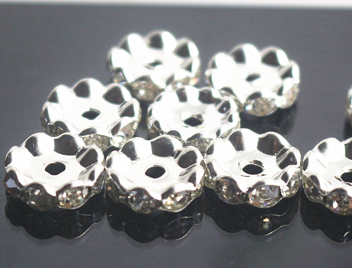 100 Pcs Rhinestone Crystal Spacer Copper Beads-6mm 8mm 10mm - Etsy