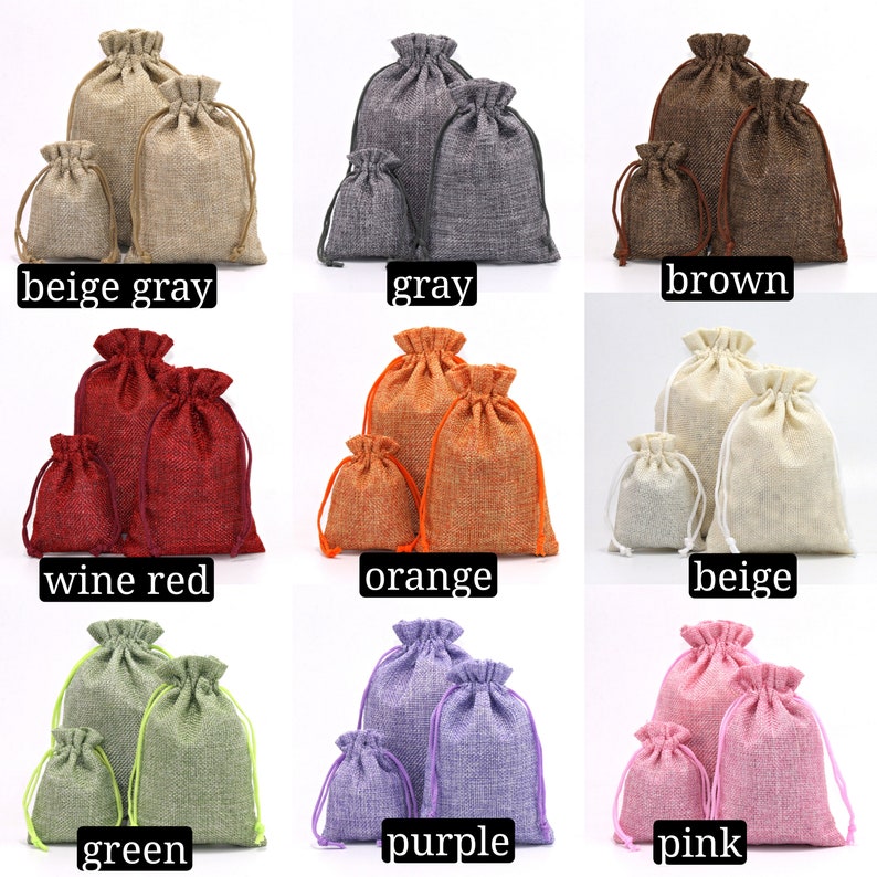 50 PCS Hemp Bag Drawstring Bags Pouch Wedding Favor Gift Packaging Bag ...