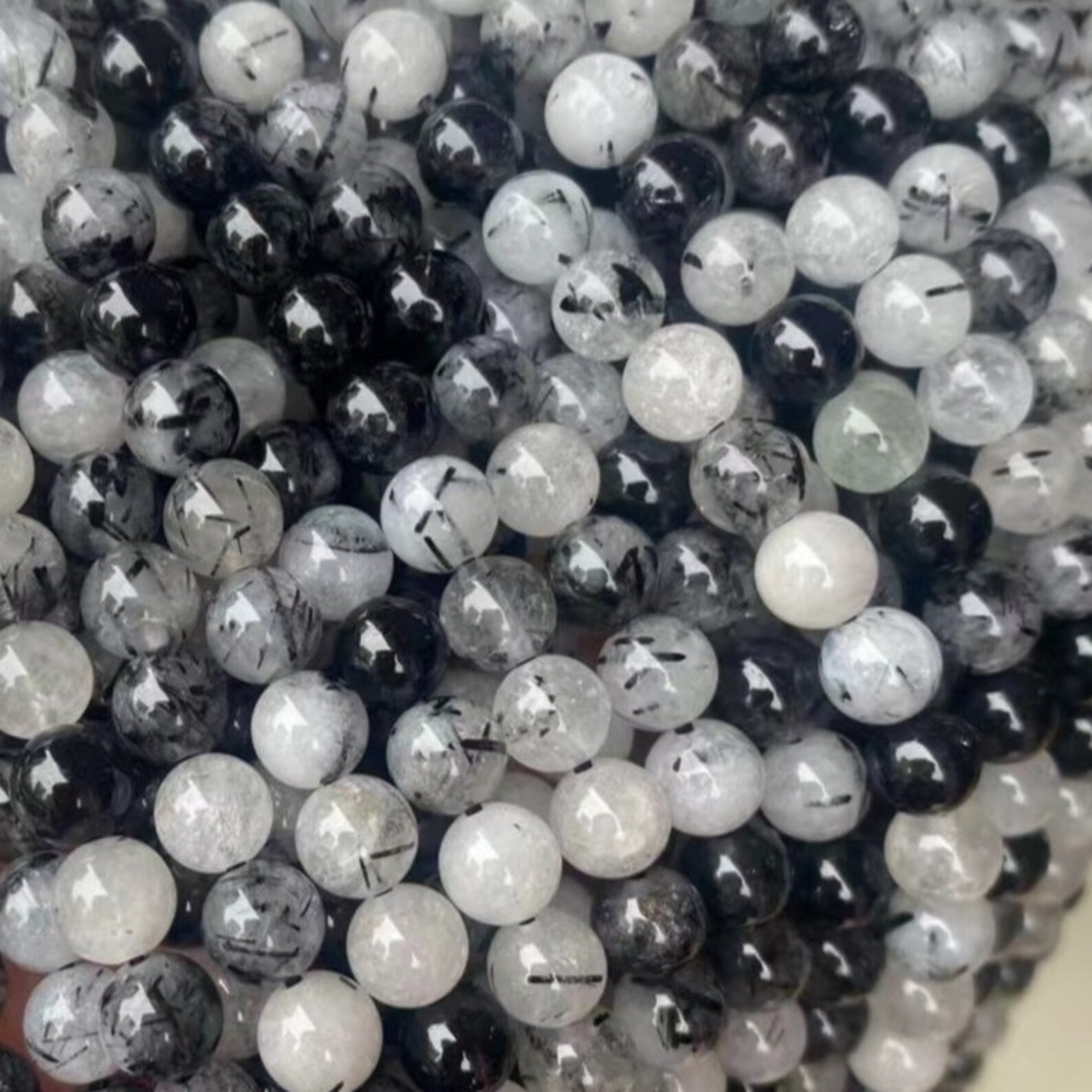 Natural Black Rutilated Crystal Quartz Round Beads 4mm 6mm 8mm - Etsy