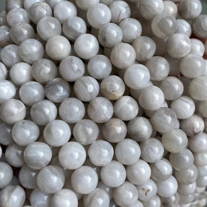 White Agate Beads - Etsy