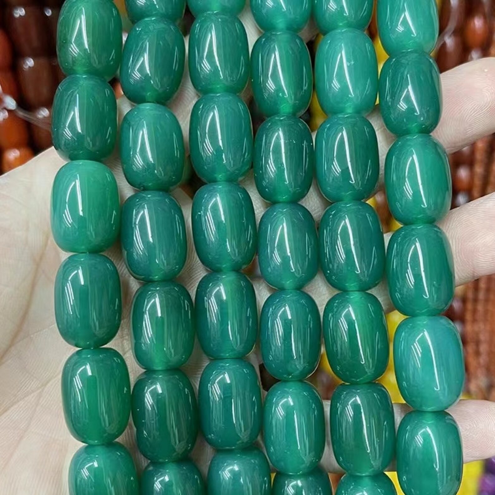 Natural Green Agate barrel gemstone Beads 15 inchesStrands | Etsy