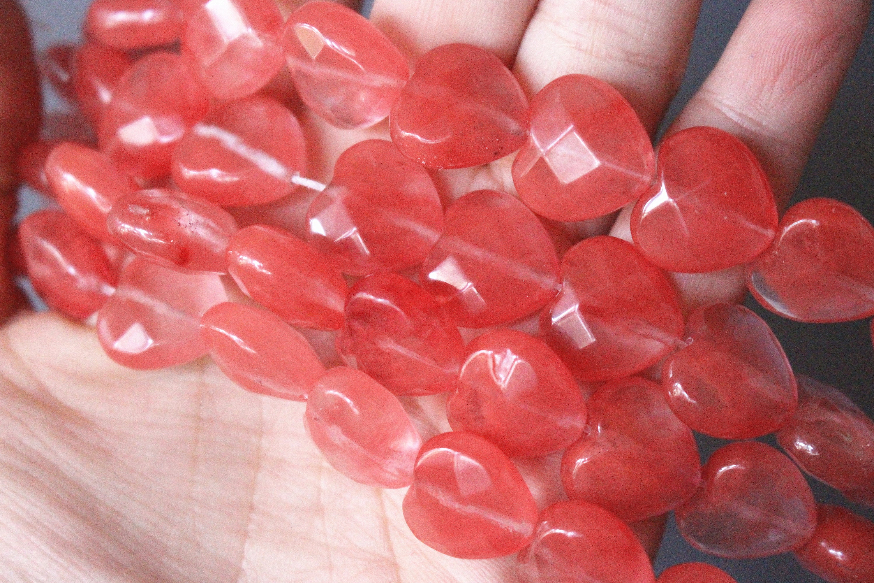 Natural Red Cherry Quartz Faceted Heart Shape Beads 15mmheart - Etsy