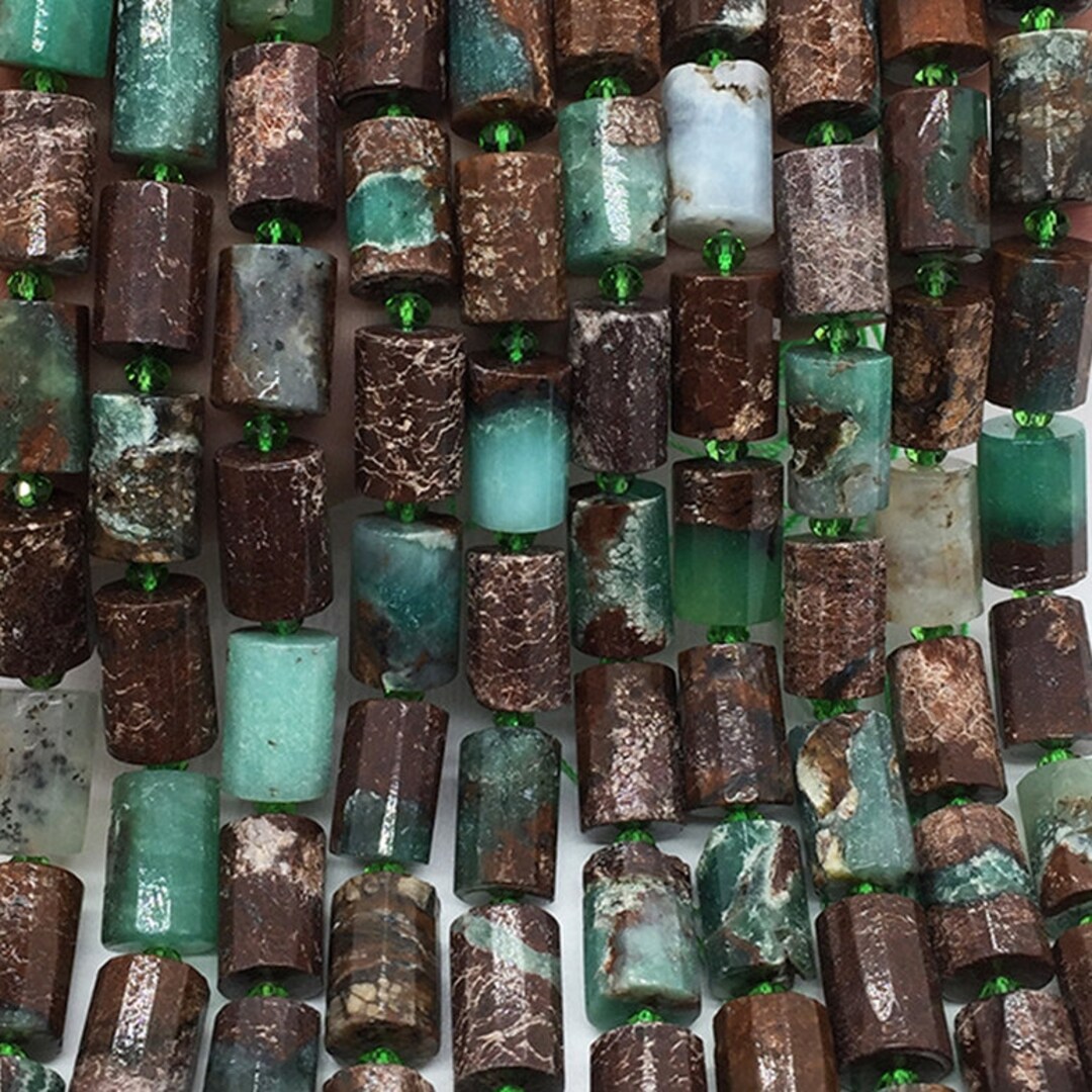 10*14mm Natural Chrysoprase Jade Barrel Faceted Cylinder Beads ,natural ...