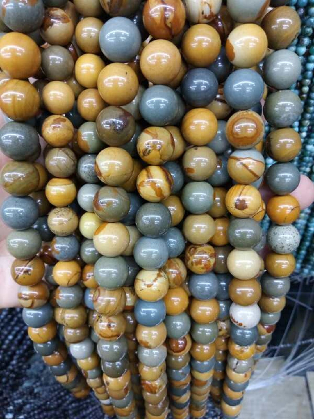 Natural United States Picture Jasper Beads 12mm Smooth Gemstone Round ...