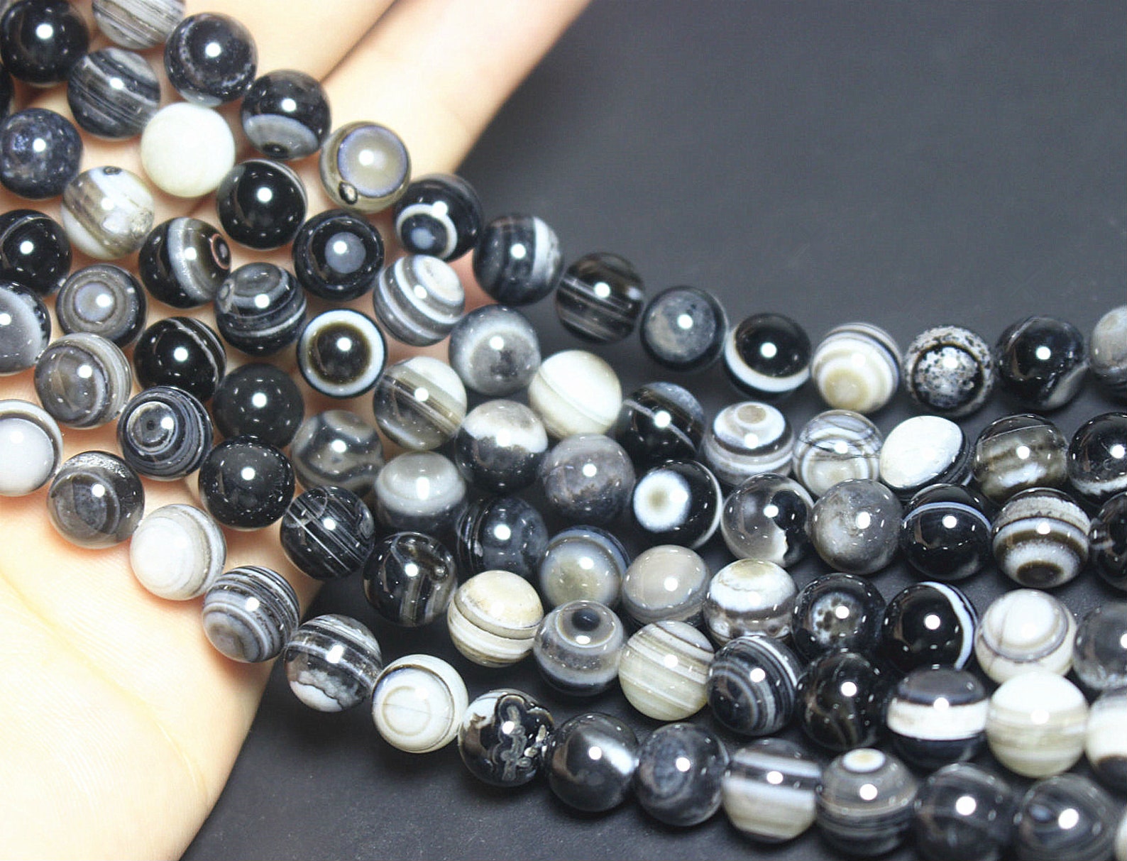 Natural Black Sky Eyes Agate Round Beads Black Eye Agate - Etsy