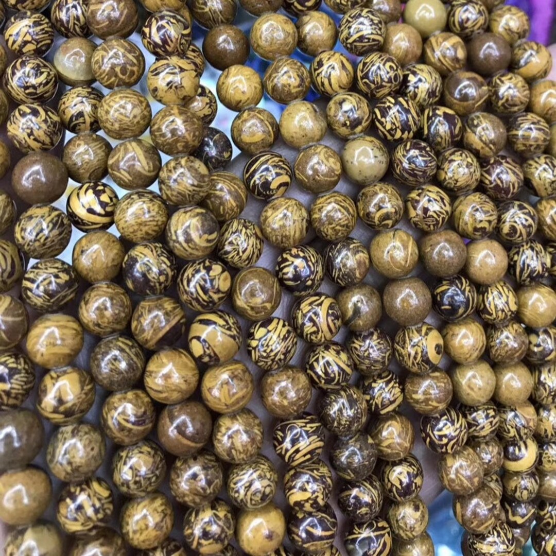 Natural Calligraphy Stone Smooth Round Beads 6mm 8mm 10mm 12mm ,15 ...