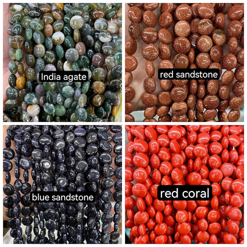 Natural Crystal Agate Flat Round Coin Gemstone Beads 10mm , Red Blue ...
