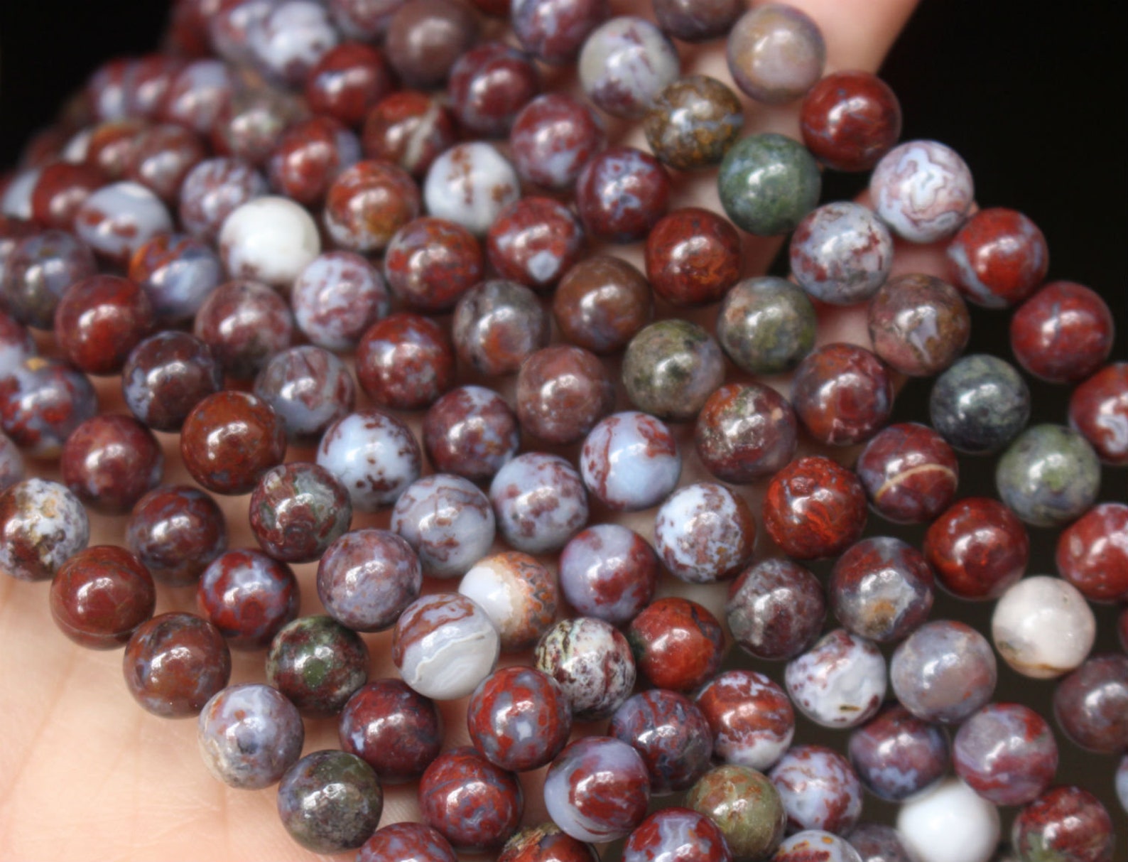 Natural Red Lightning Agate Beads 8mm 10mm Smooth and Round | Etsy