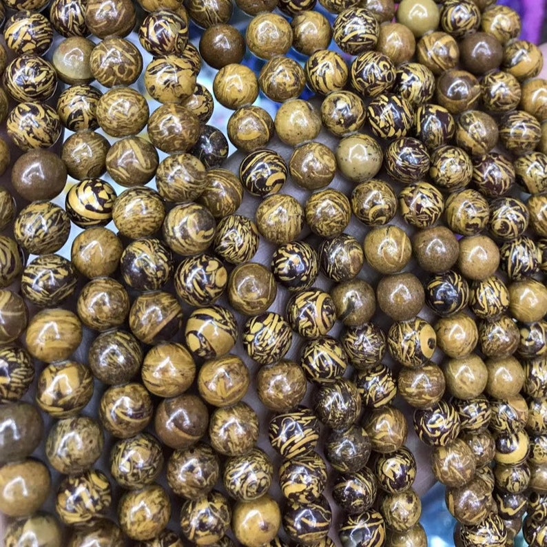 Natural Calligraphy Stone Smooth Round Beads 6mm 8mm 10mm 12mm | Etsy