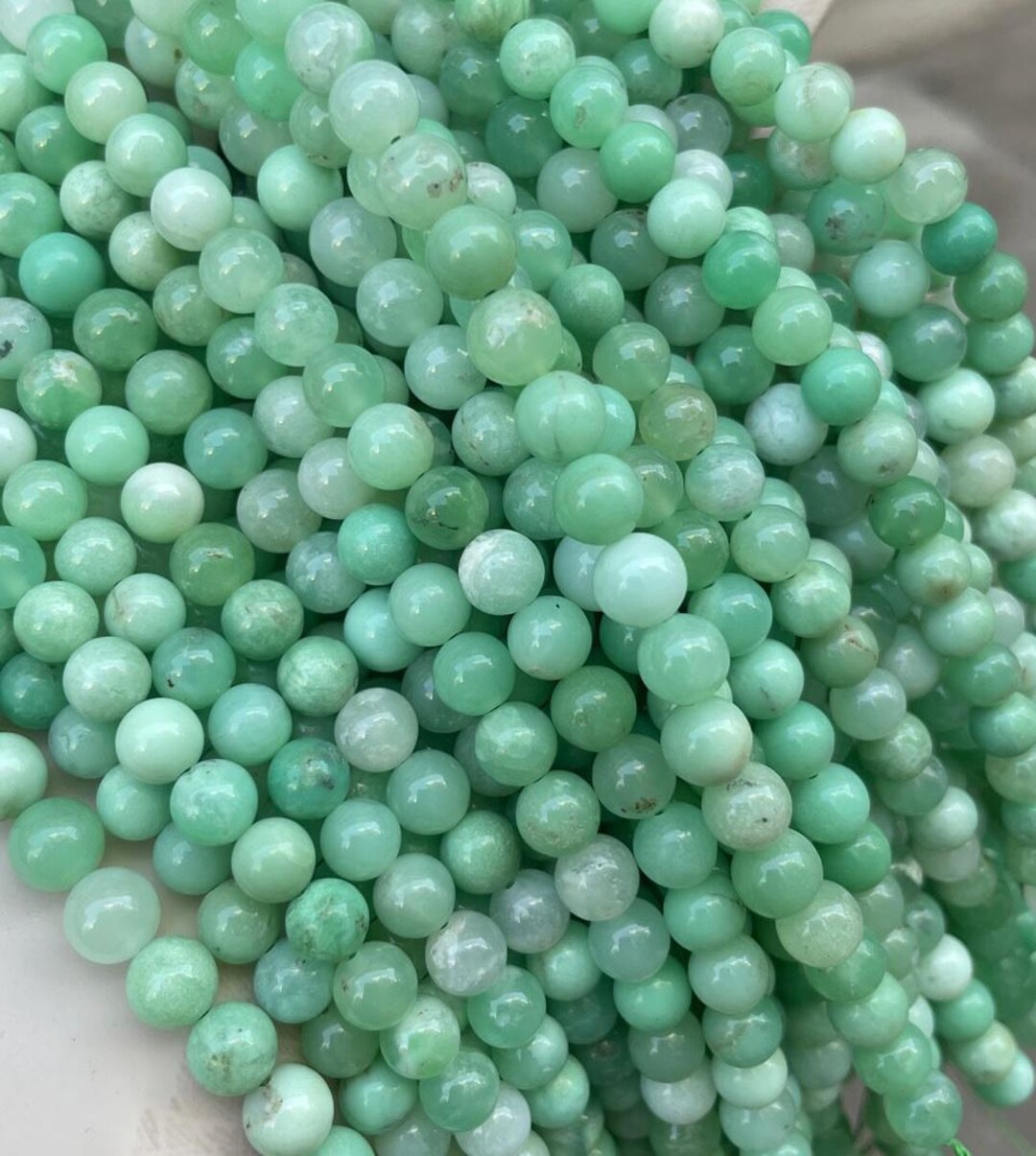 5A High Grade Natural Chrysoprase 4mm 6mm 8mm 10mm Australian Green ...