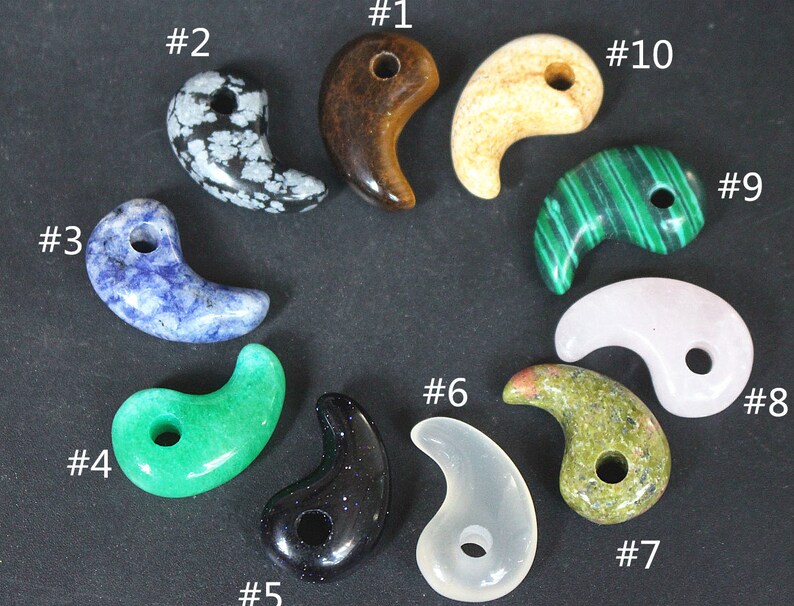 10 pcs Natural Agate Pendant Beads Comma Shape Pendant For | Etsy