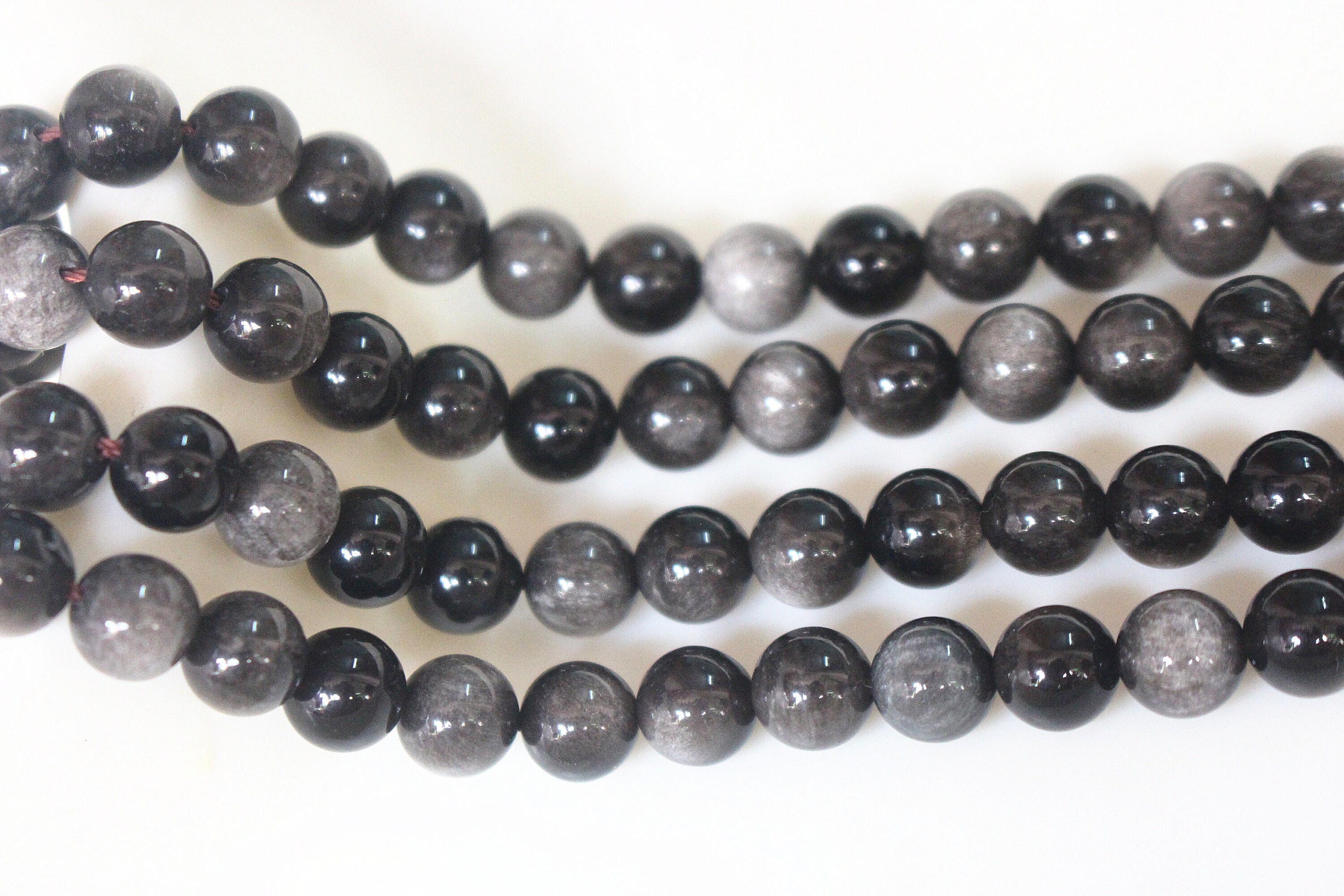 Natural Genuine Silver Obsidian Smooth Round Beads 6mm 8mm - Etsy