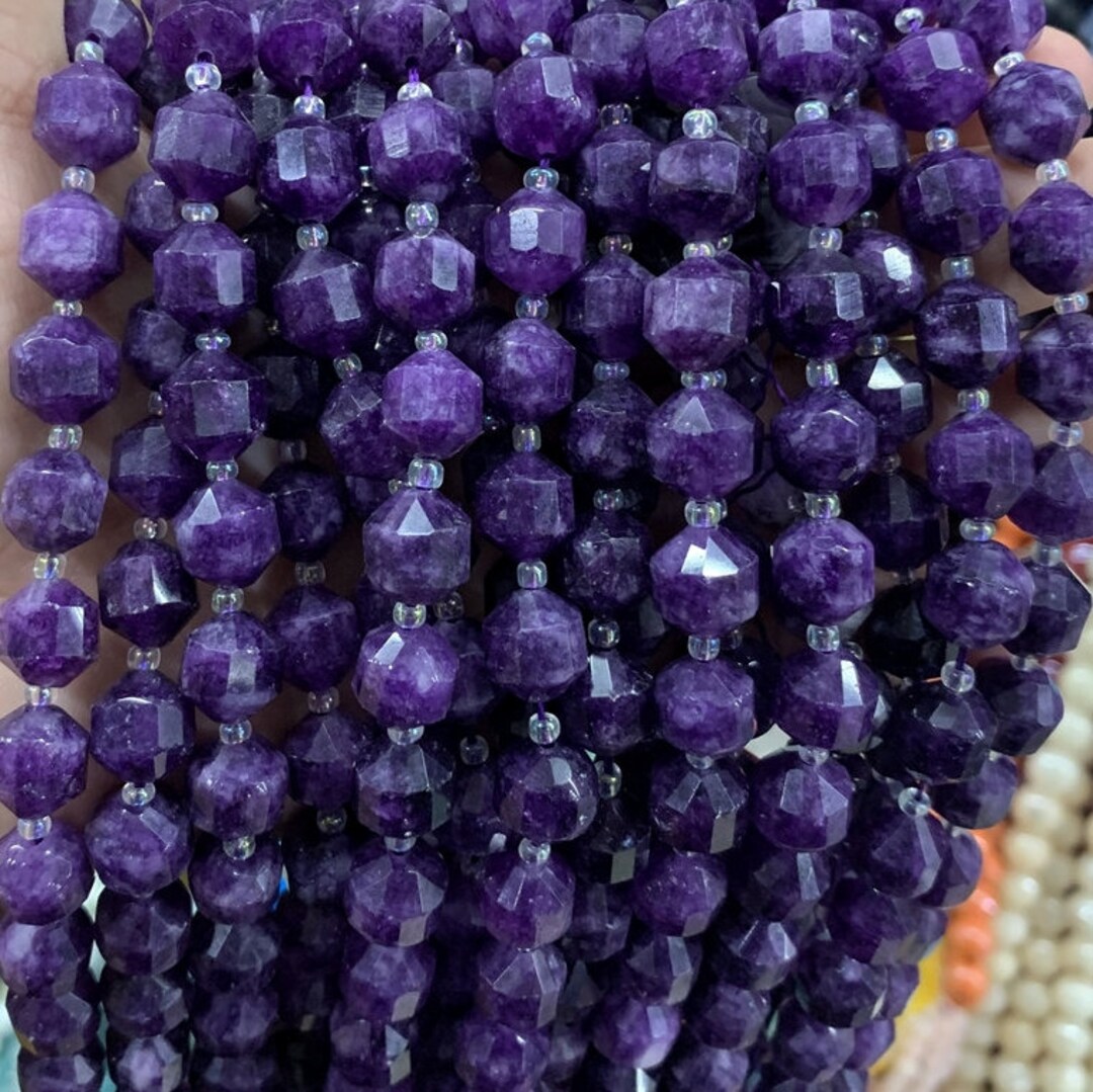 Charoite Stone Faceted Barrel Prism Beads, Charoite Faceted Diamond Cut ...
