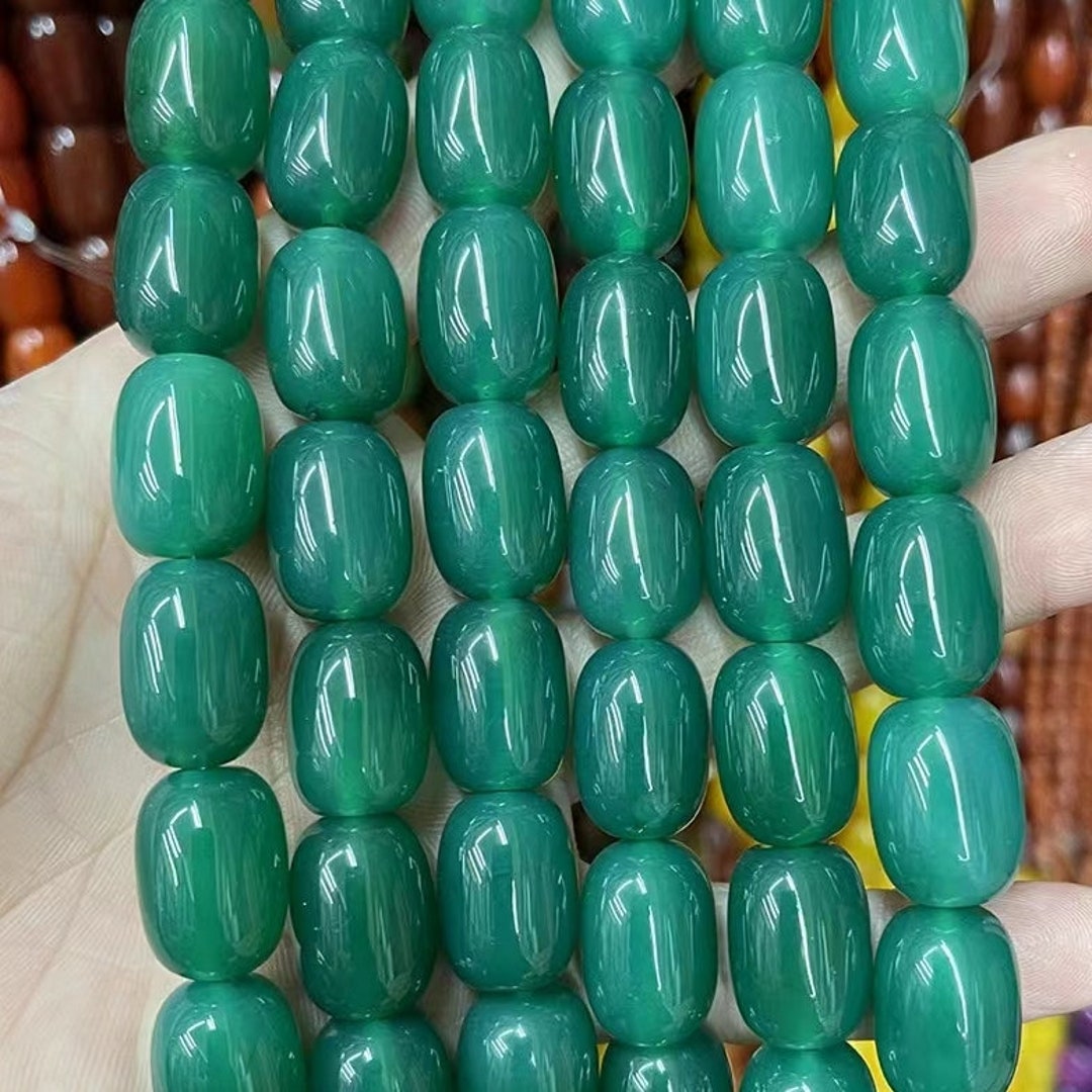 Natural Green Agate Smooth Barrel Gemstone Beads,agate Green Stone ...