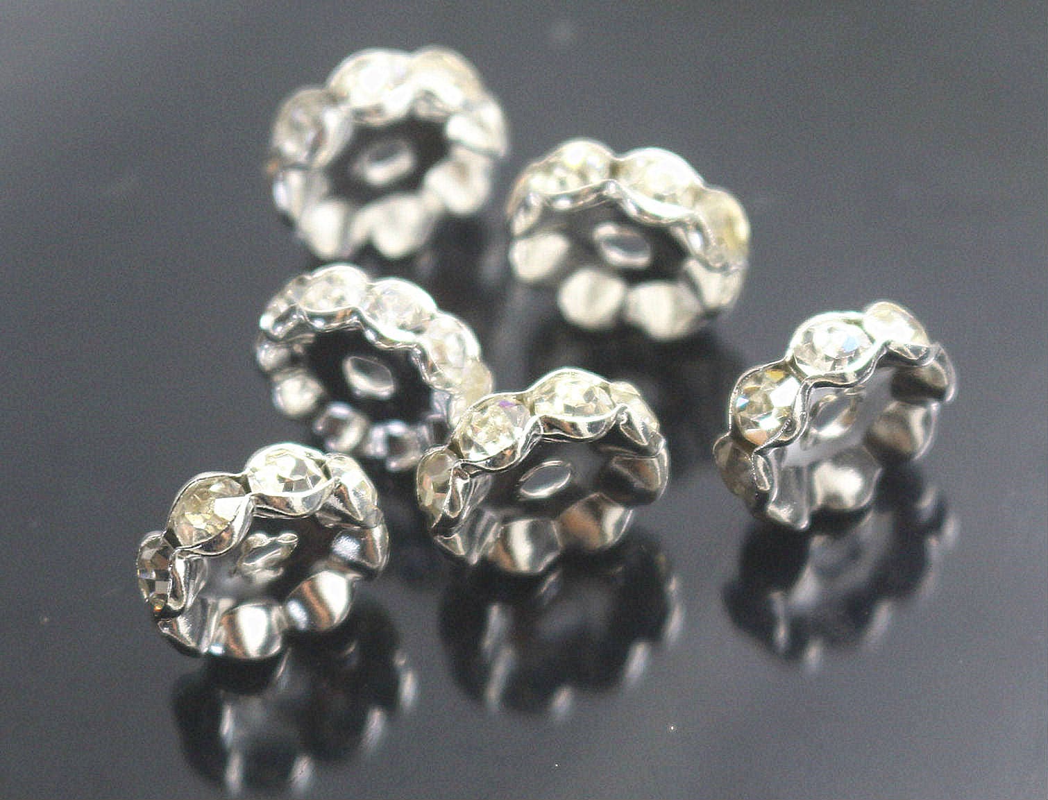 100 pcs Rhinestone Crystal Spacer Copper Beads-6mm 8mm 10mm | Etsy