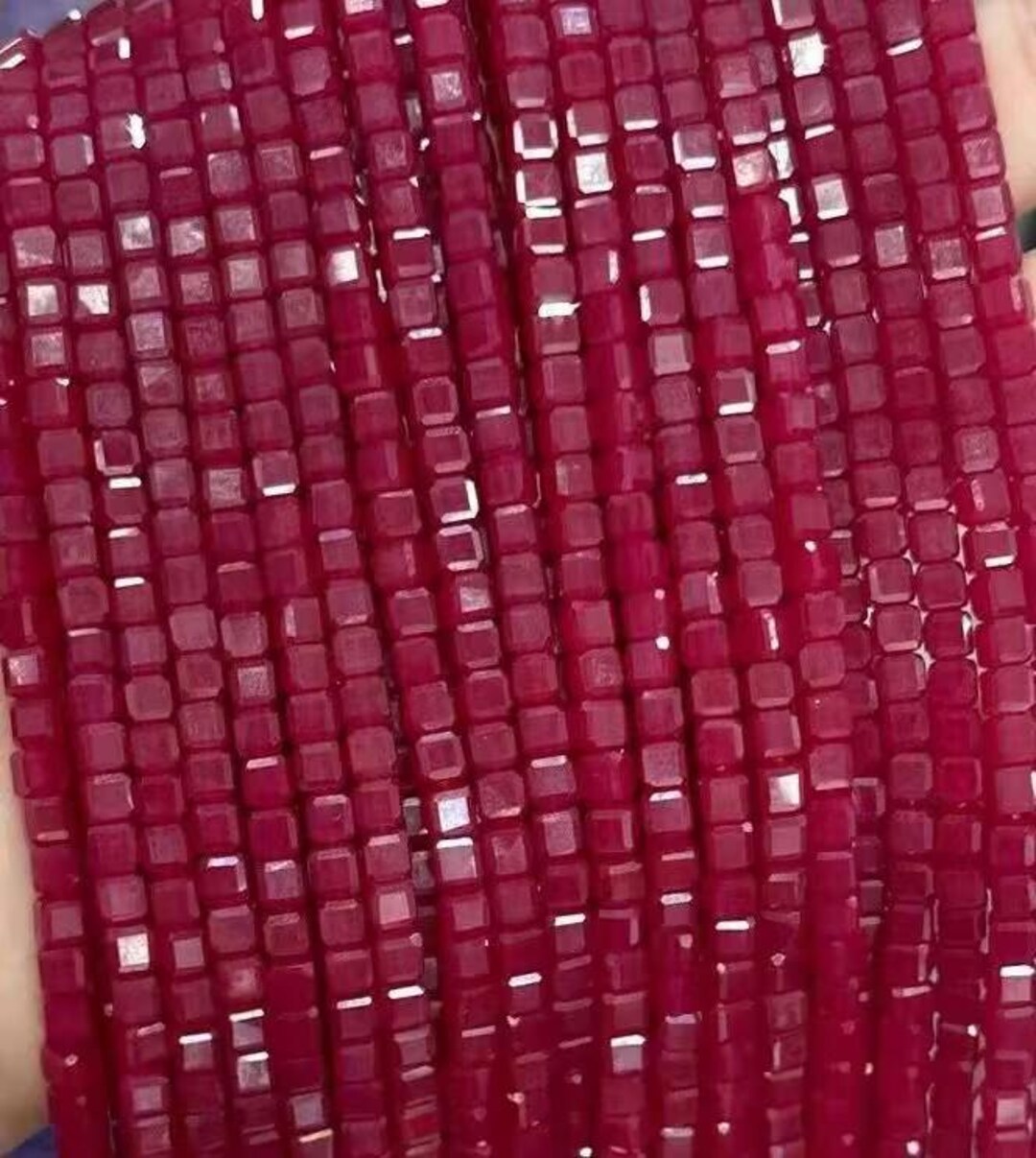 Natural Red Ruby Cube Micro Lab Ruby Square Diamonds Loose Beads,3mm ...
