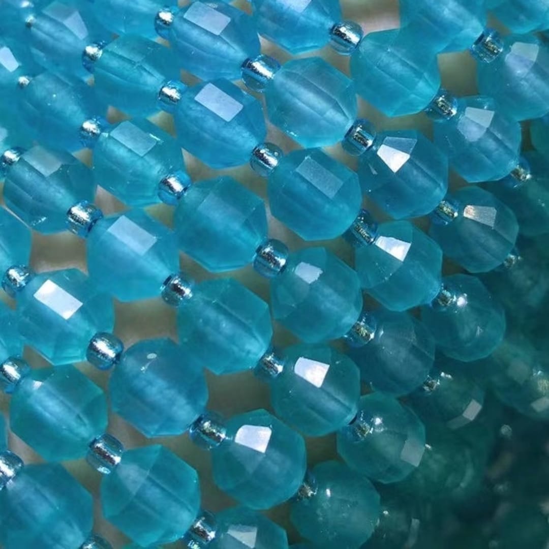 Amazonite Faceted Barrel Prism Beads, Natural Blue Amazonite Faceted ...