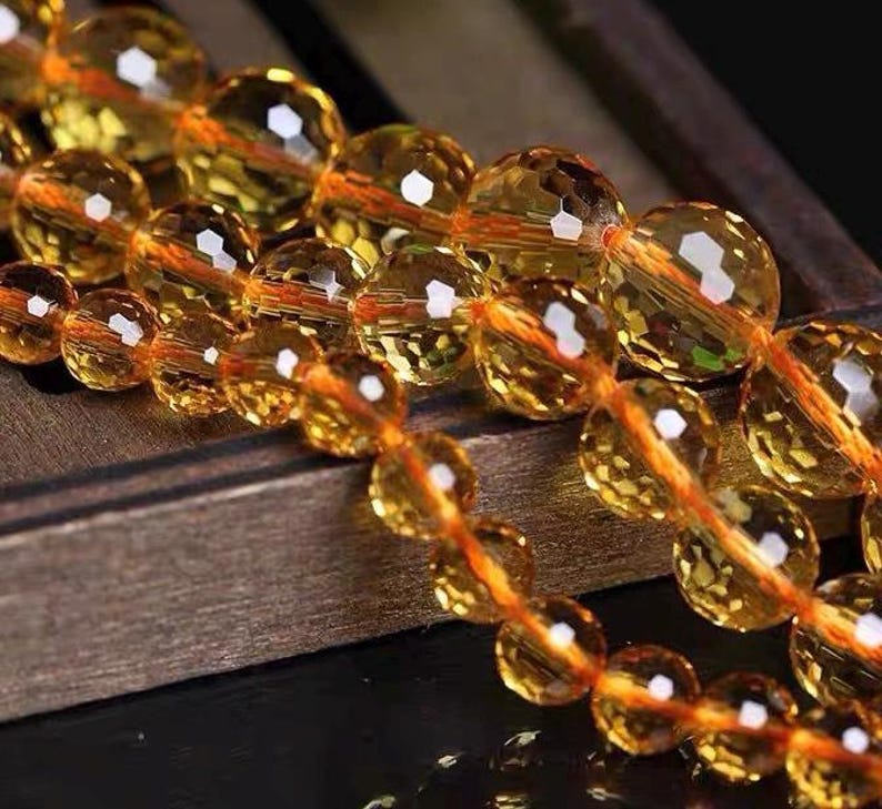 Natural Faceted Round Citrine Crystals Gemstone Beads, 6-12mm,15 Inch ...
