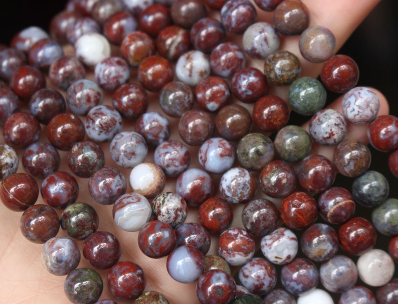 Natural Red Lightning Agate Beads 8mm 10mm Smooth and Round | Etsy