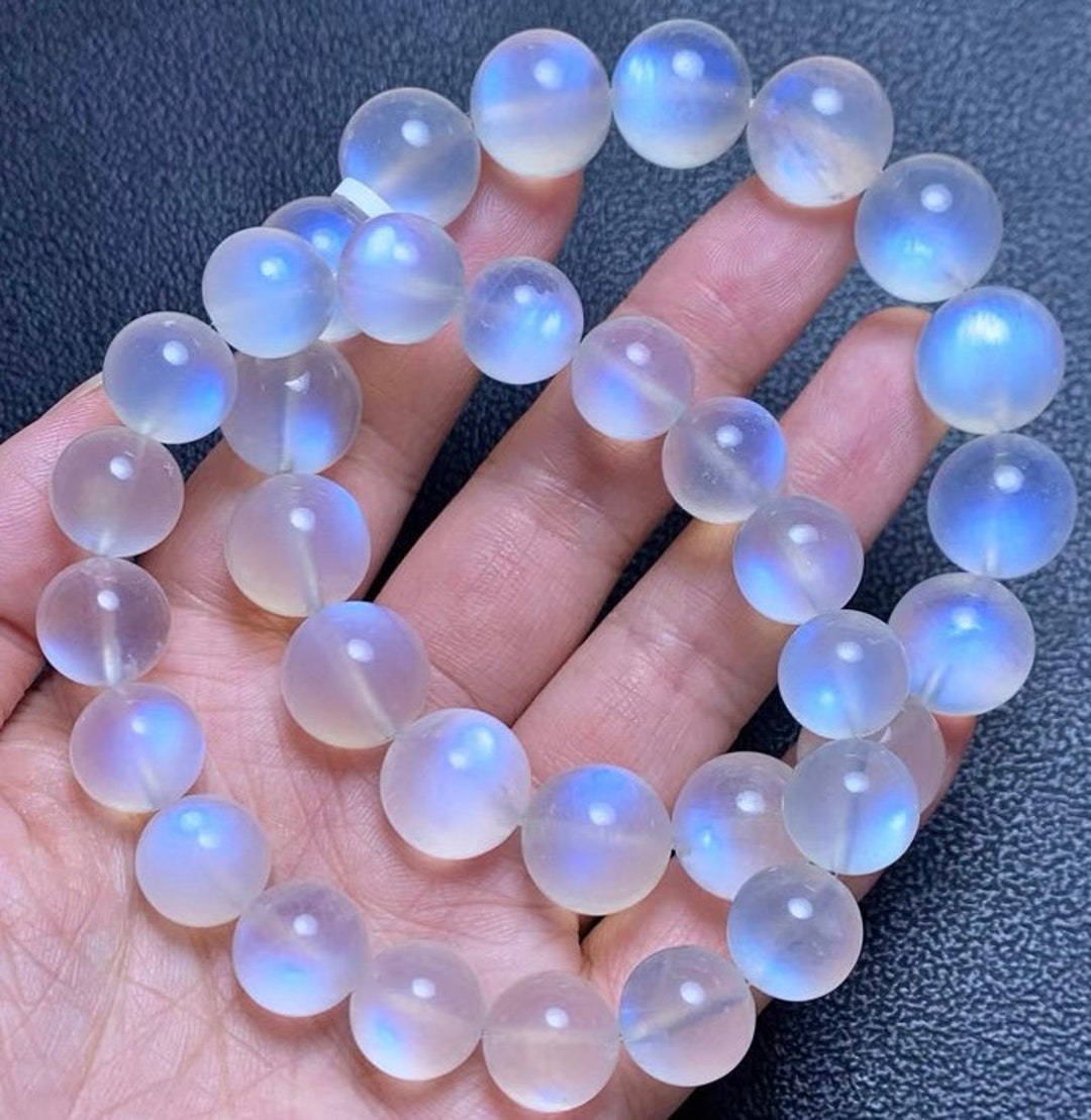 8A Natural Blue Flashlight Moonstone Beaded Bracelet,handmade Jewelry ...