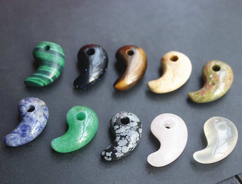 10 pcs Natural Agate Pendant Beads Comma Shape Pendant For | Etsy