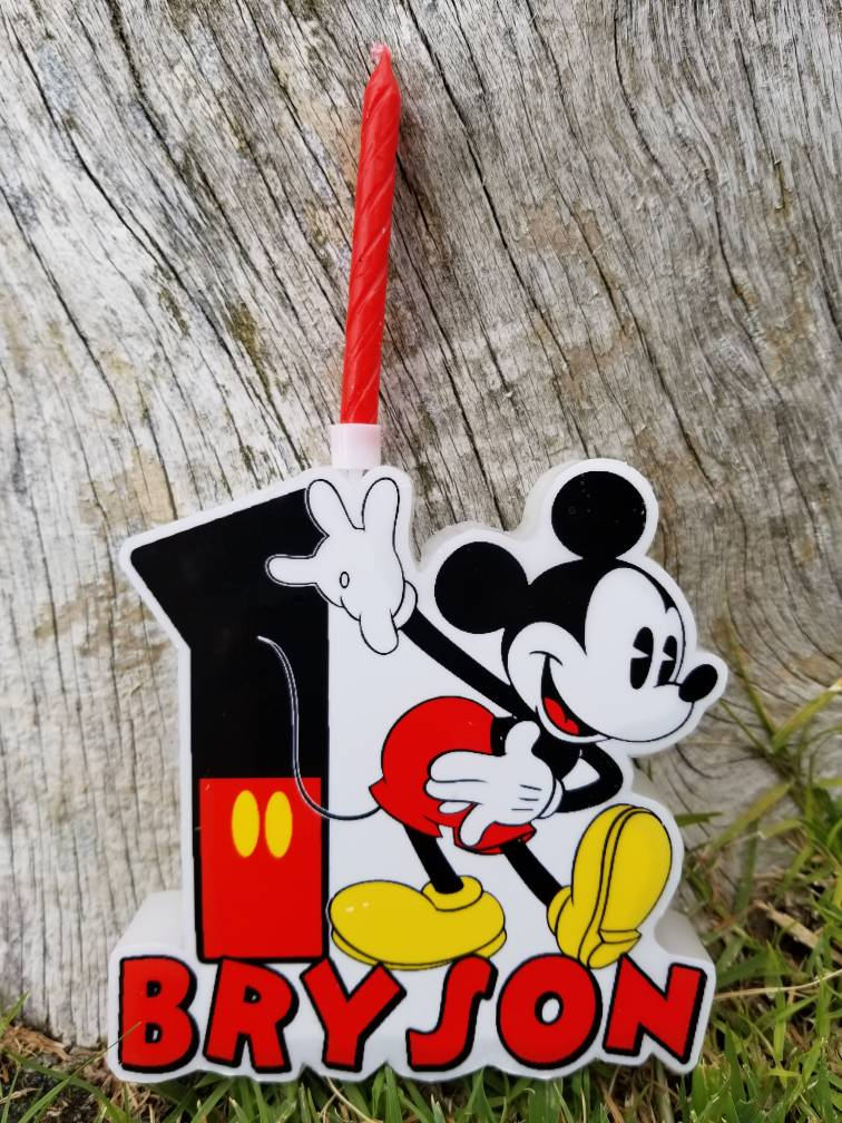 Mickey Mouse Cake Candle Personalized Birthday Candle Custom | Etsy