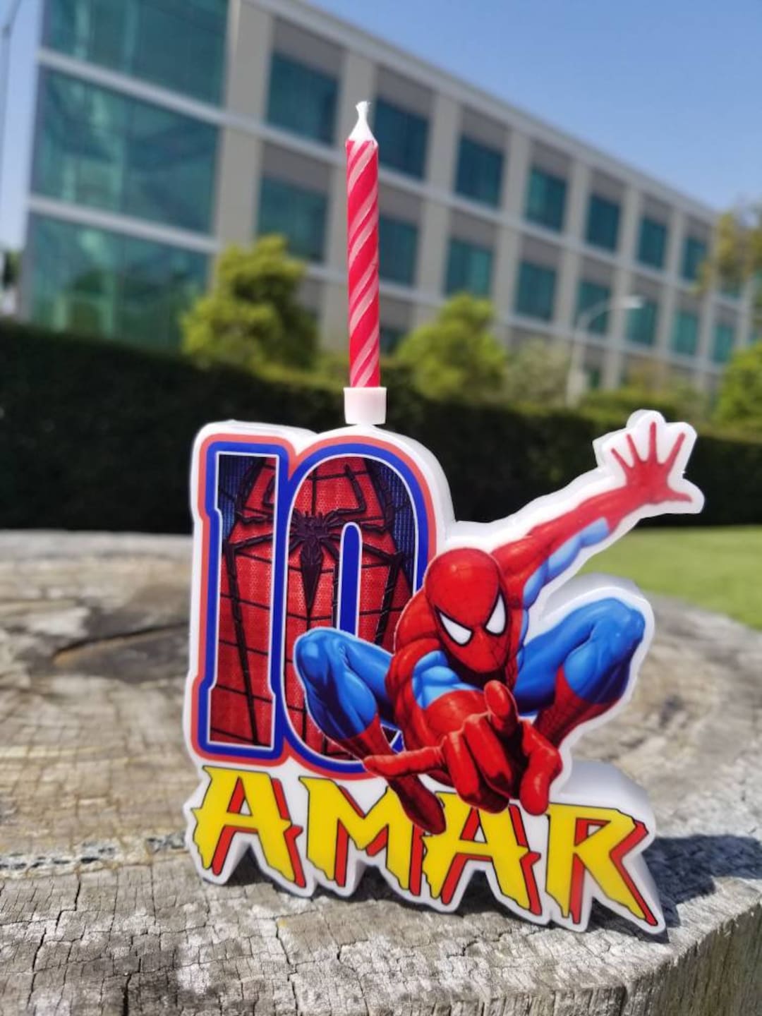 Spiderman Cake Candle, Personalized Birthday Candle, - Etsy