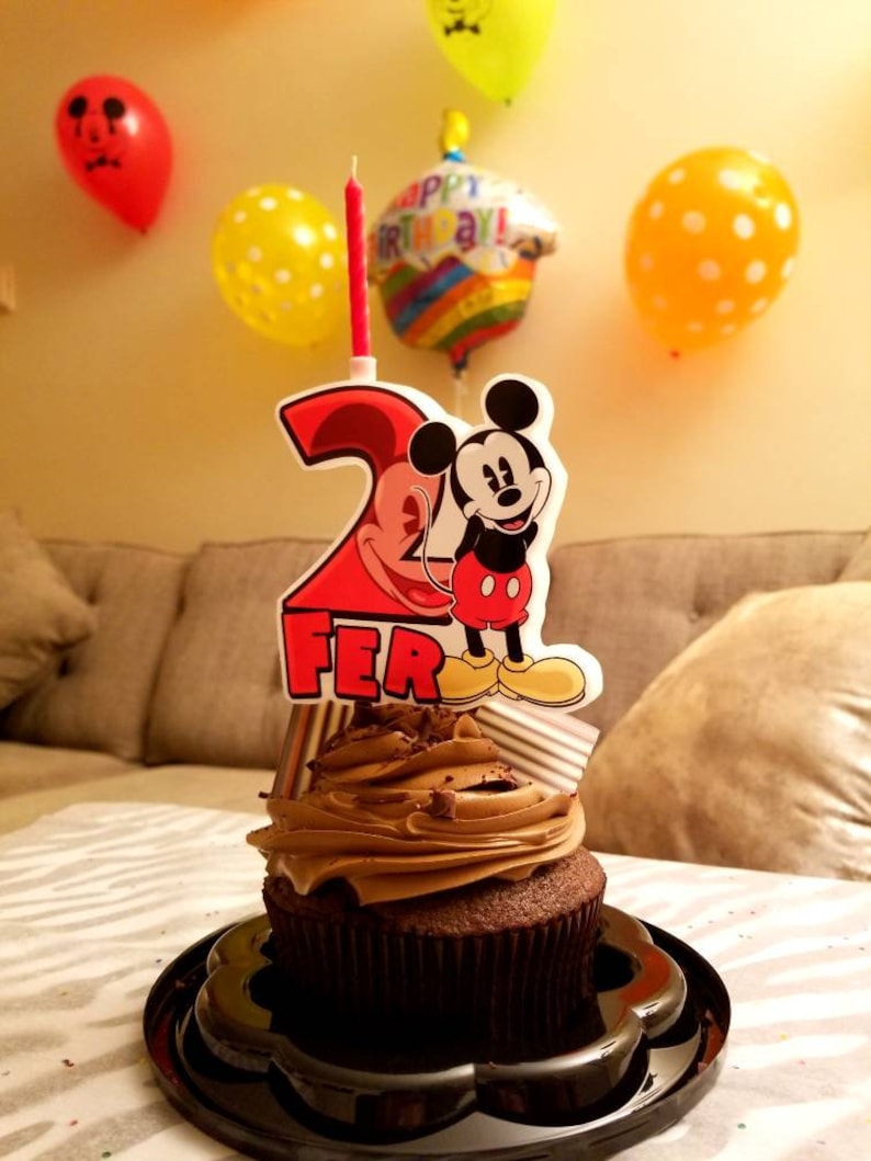 Mickey Mouse Cake Candle Personalized Birthday Candle Custom - Etsy