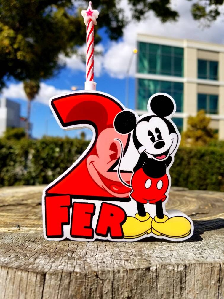 Mickey Mouse Cake Candle Personalized Birthday Candle Custom | Etsy