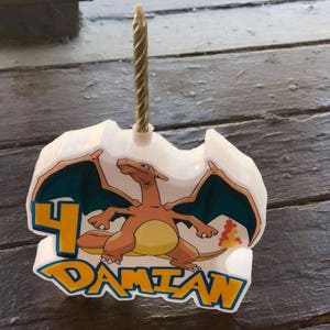Pokemon Charizard Cake Candle, Personalized Cake Topper - Etsy