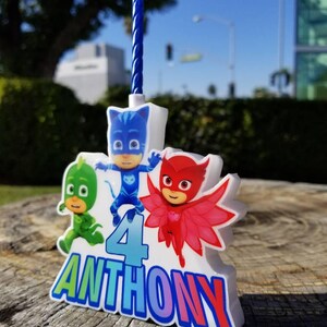 PJ Masks Cake Topper Wax Candle, Personalized Birthday Candle, - Etsy