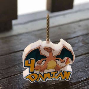 Pokemon Charizard Cake Candle, Personalized Cake Topper - Etsy