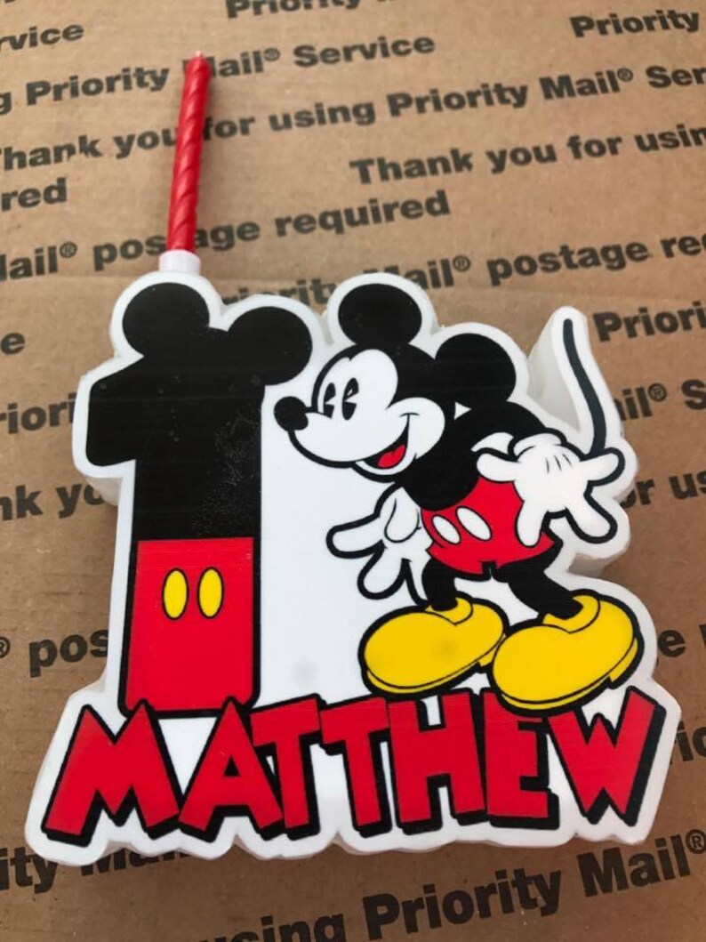 Mickey Mouse Cake Candle Personalized Birthday Candle Custom - Etsy