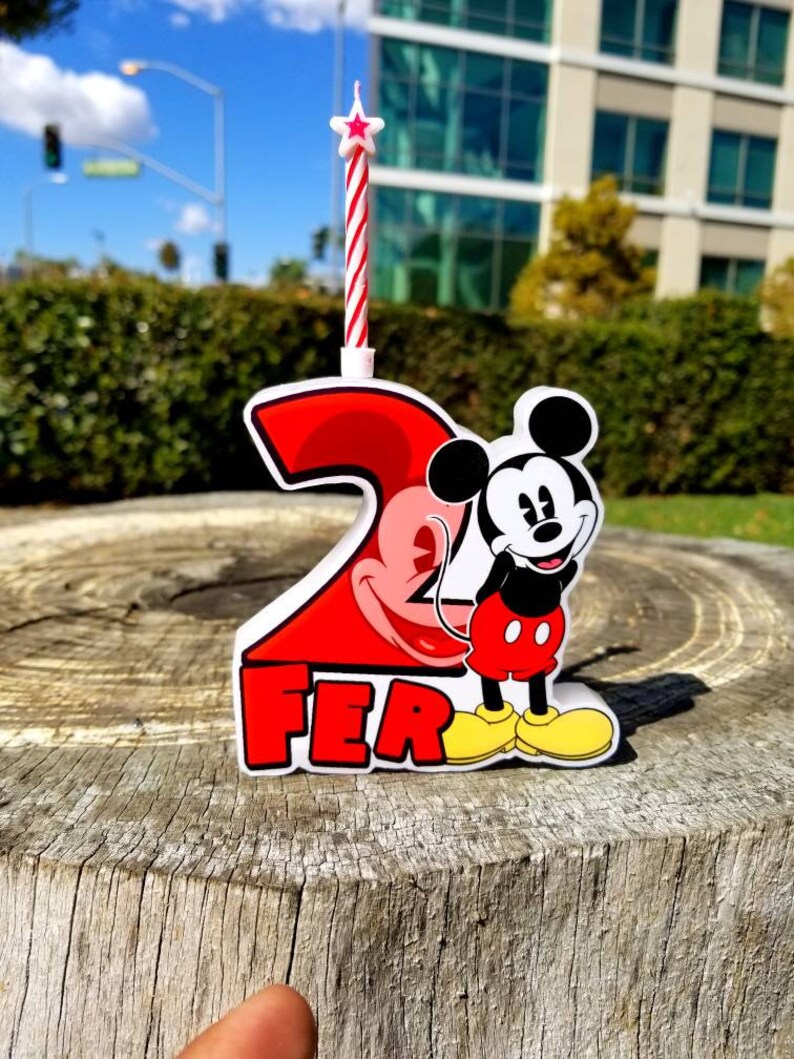 Mickey Mouse Cake Candle Personalized Birthday Candle Custom - Etsy