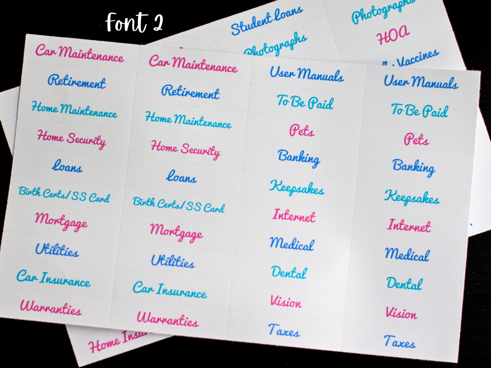 Household Files Labels File Folder Labels Home File Box Labels Home ...