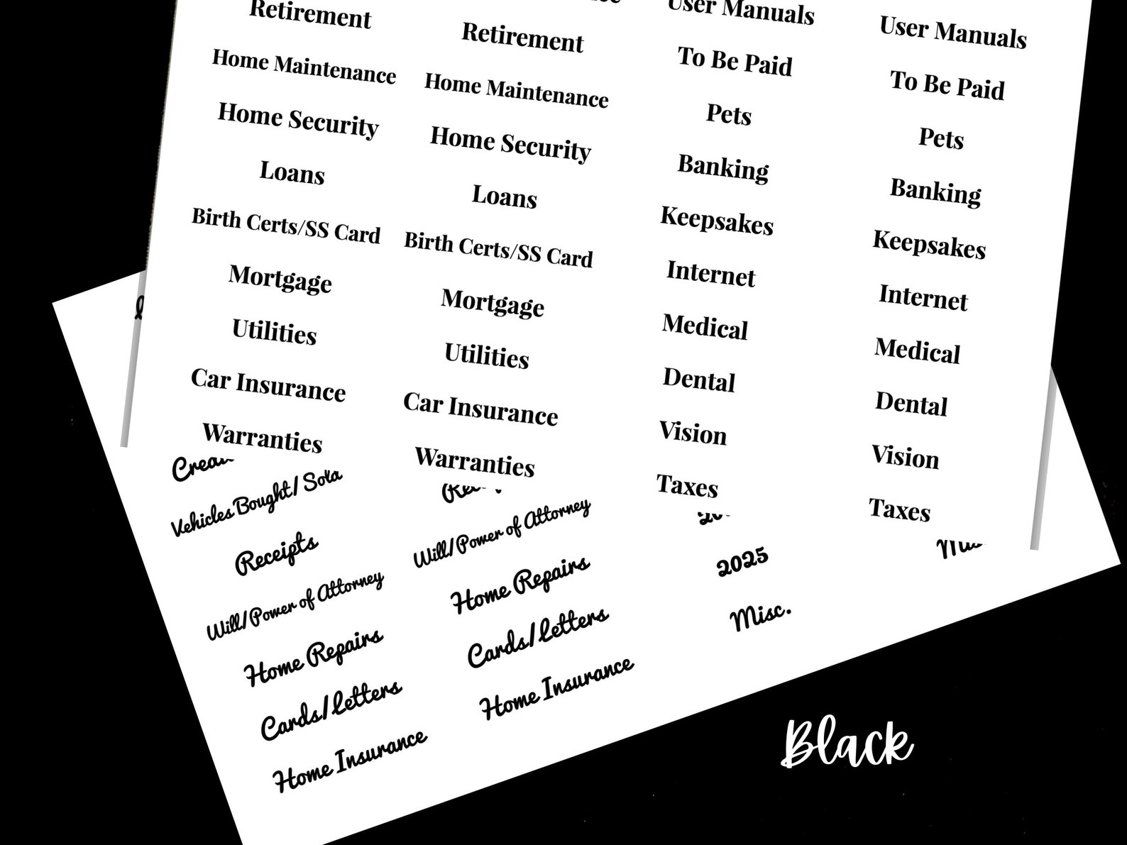 Household Files Labels File Folder Labels Home File Box Labels Home ...