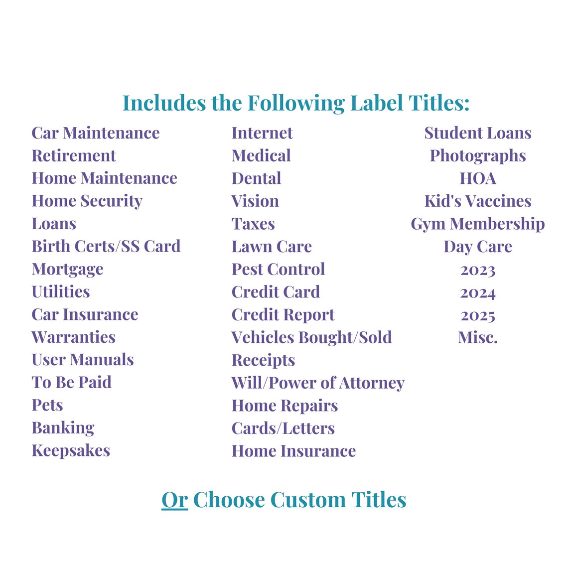 Household Files Labels File Folder Labels Home File Box Labels Home ...