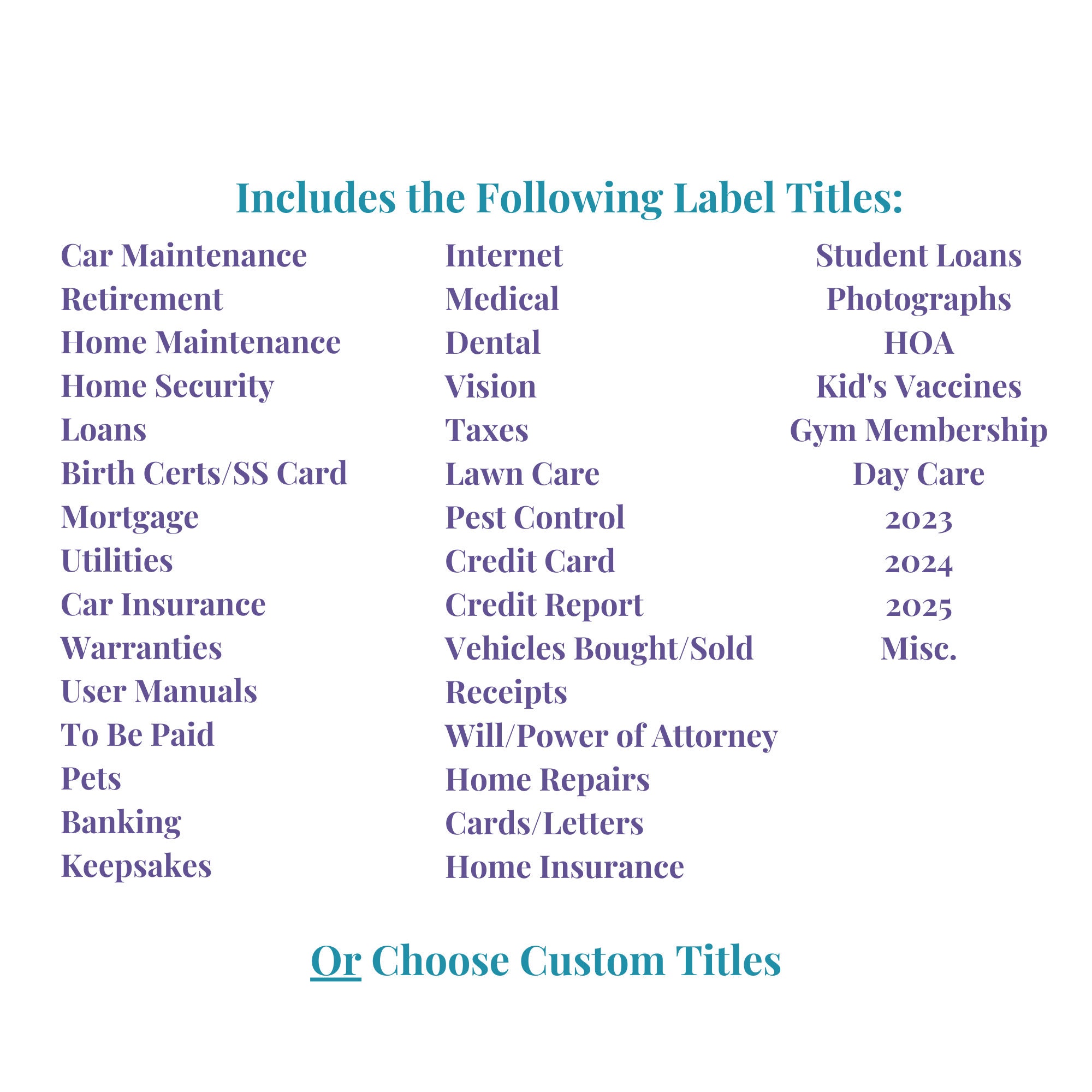 Household Files Labels File Folder Labels Home File Box Labels Home ...