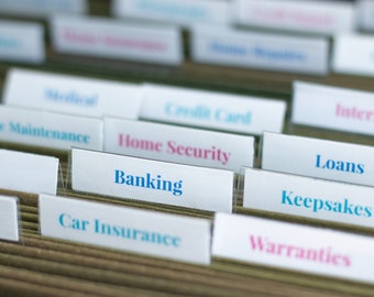 Household Files Labels File Folder Labels Home File Box Labels Home ...