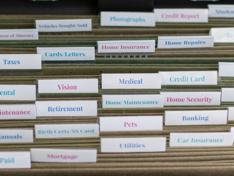 Household Files Labels File Folder Labels Home File Box Labels Home ...