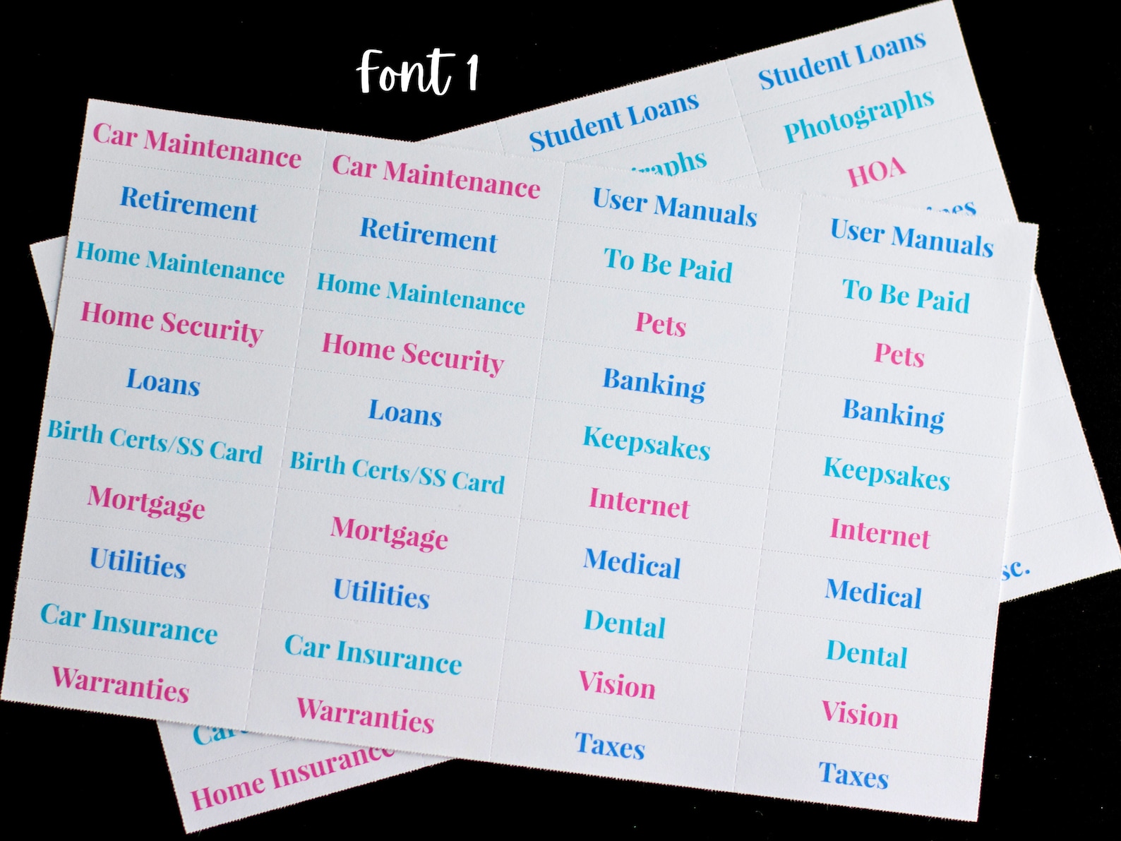 Household Files Labels File Folder Labels Home File Box Labels Home ...