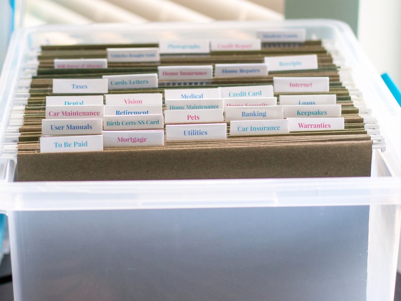 File Folder Labels Home File Box Labels Home Records Labels Colorful ...